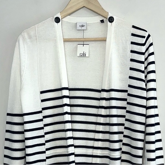 CAbi | Sweaters | Nwt Cabi Victory Sweater In Navy And White Stripe ...